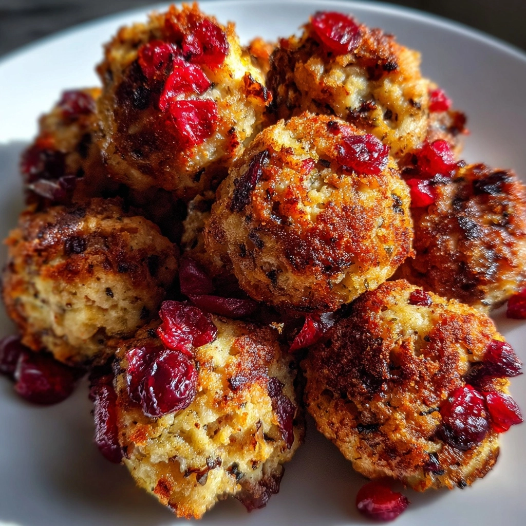 "Festive Cranberry Turkey Stuffing Balls that Delight Every Bite!"